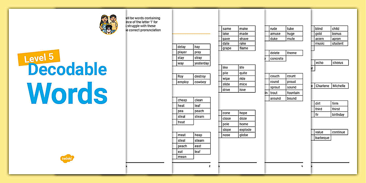 Level 5 Decodable Word Booklet (teacher made) - Twinkl