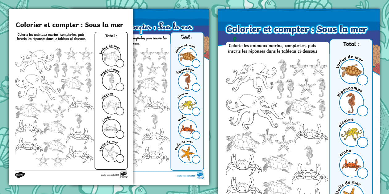 Colorier et compter : Sous la mer (Teacher-Made) - Twinkl