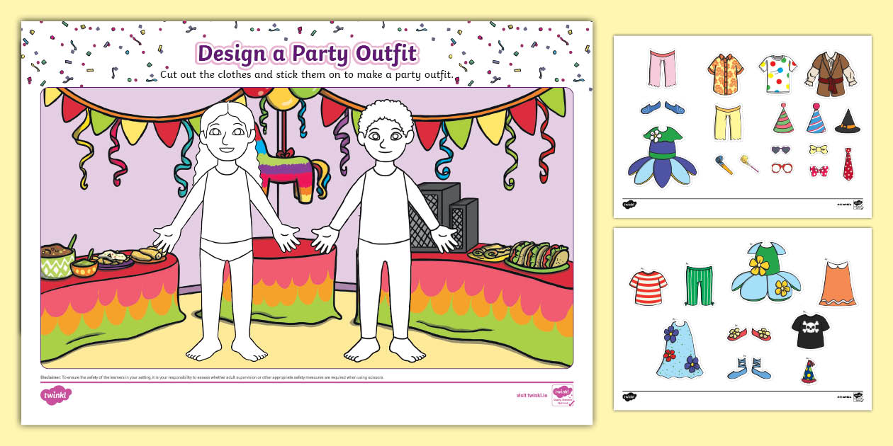 Design a Party Outfit Cutting Skills Activity (teacher made)