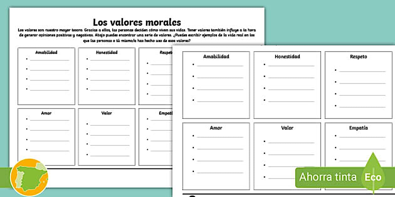 Ficha de actividad: Los valores morales (teacher made)