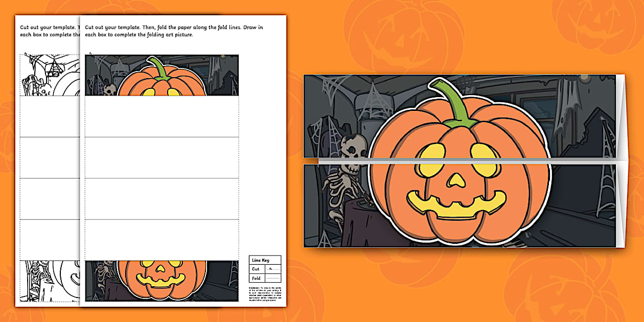 Halloween Pumpkin Folding Art Template (teacher made)