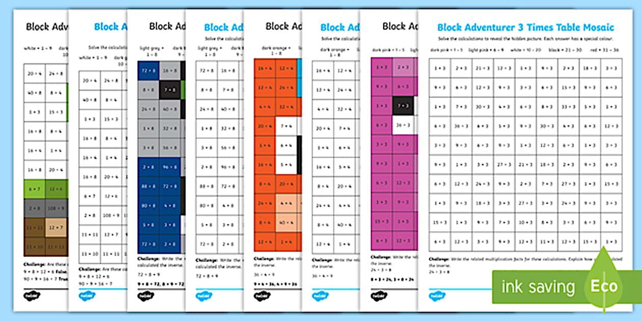 Editable KS2 Block Adventurer Multiplication and Division Facts Maths ...