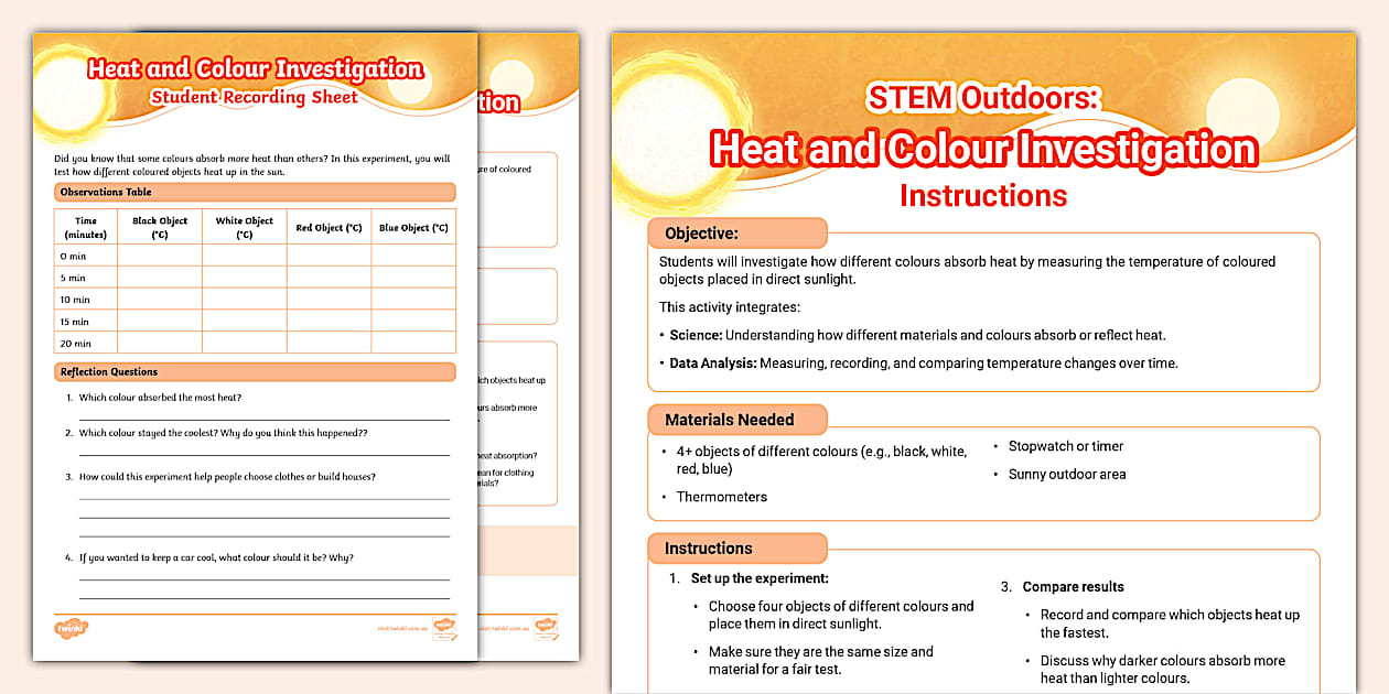 STEM Outdoors: Heat and Colour Investigation (teacher made)