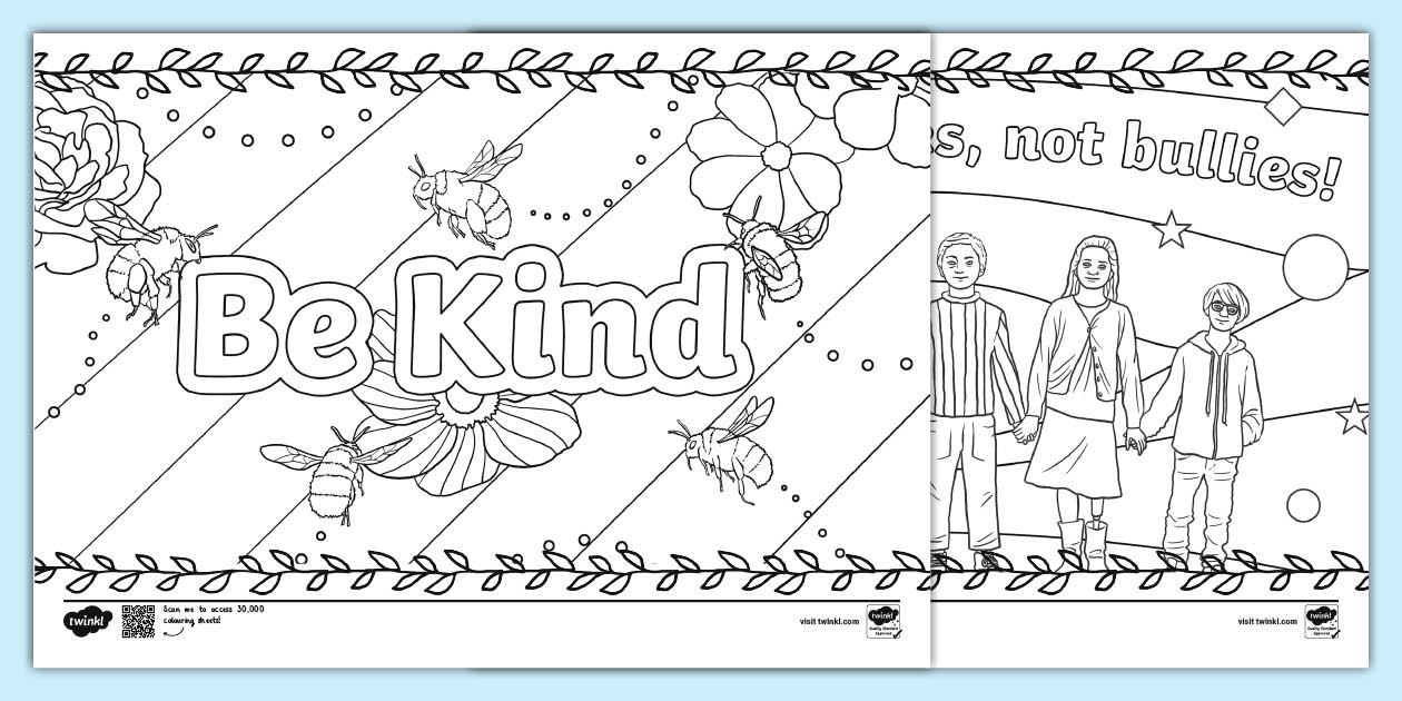 Anti-Bullying Positive Colouring Pages Mindfulness - Twinkl