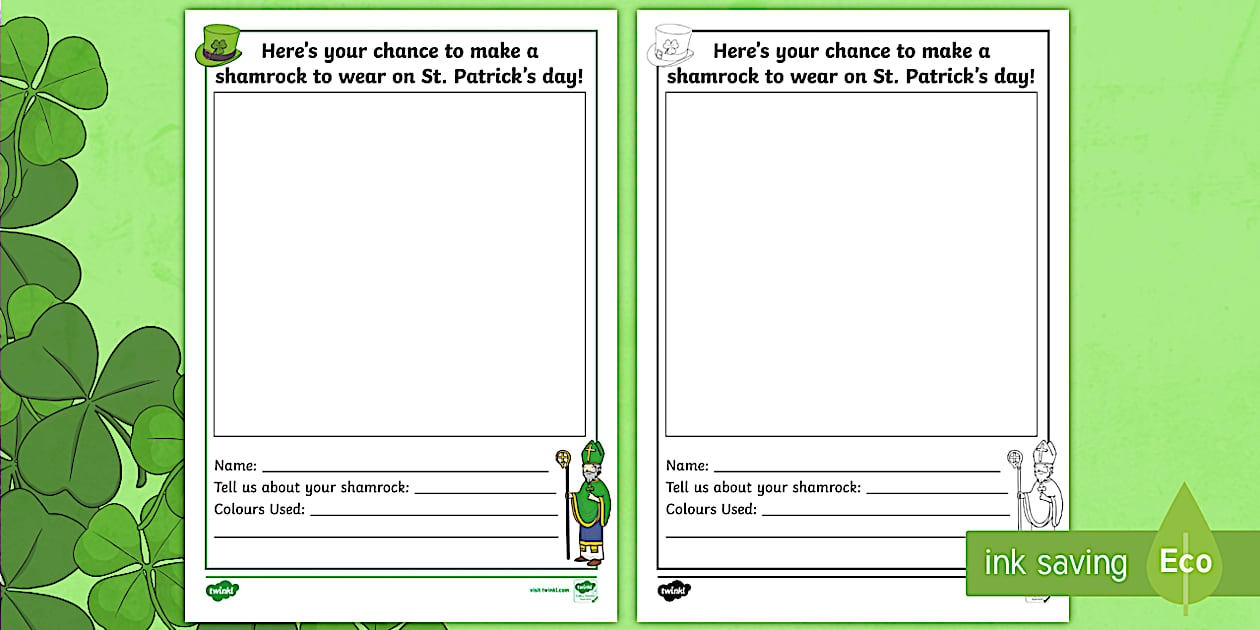 ROI St. Patrick's Day Shamrock Writing Worksheet / Worksheet