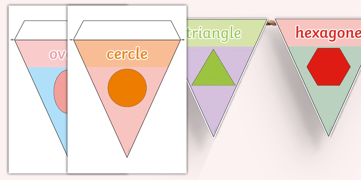 * NEW * 2D Shape Display Bunting French (Teacher-Made)