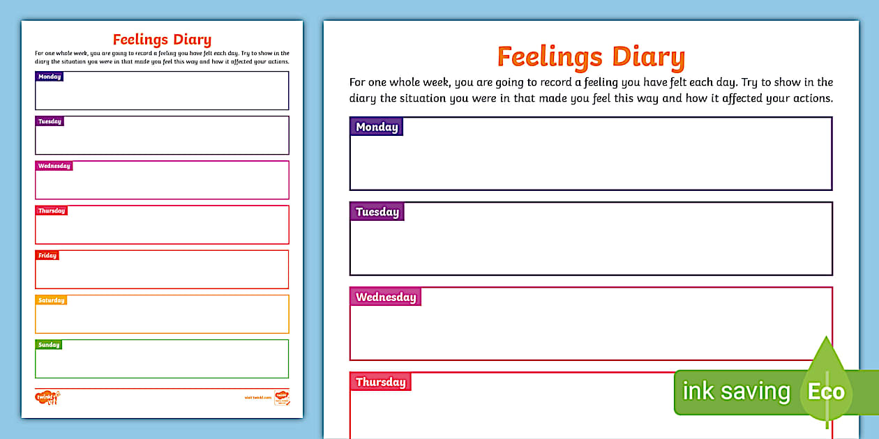 KS2 Feelings and Emotions Diary (teacher made) - Twinkl