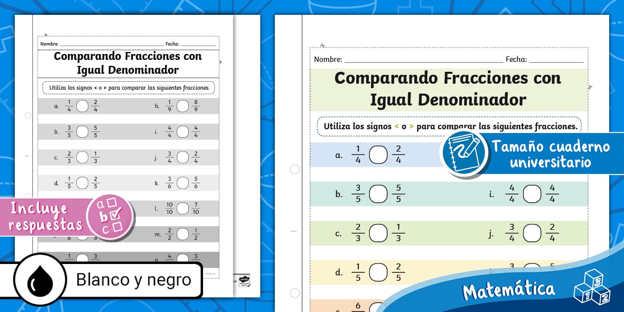 guía | fracciones | denominador | matemática | 3º básico