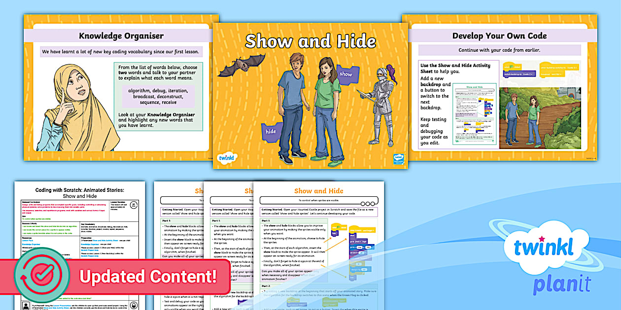 Y6 Coding with Scratch: Animated Stories: Show and Hide