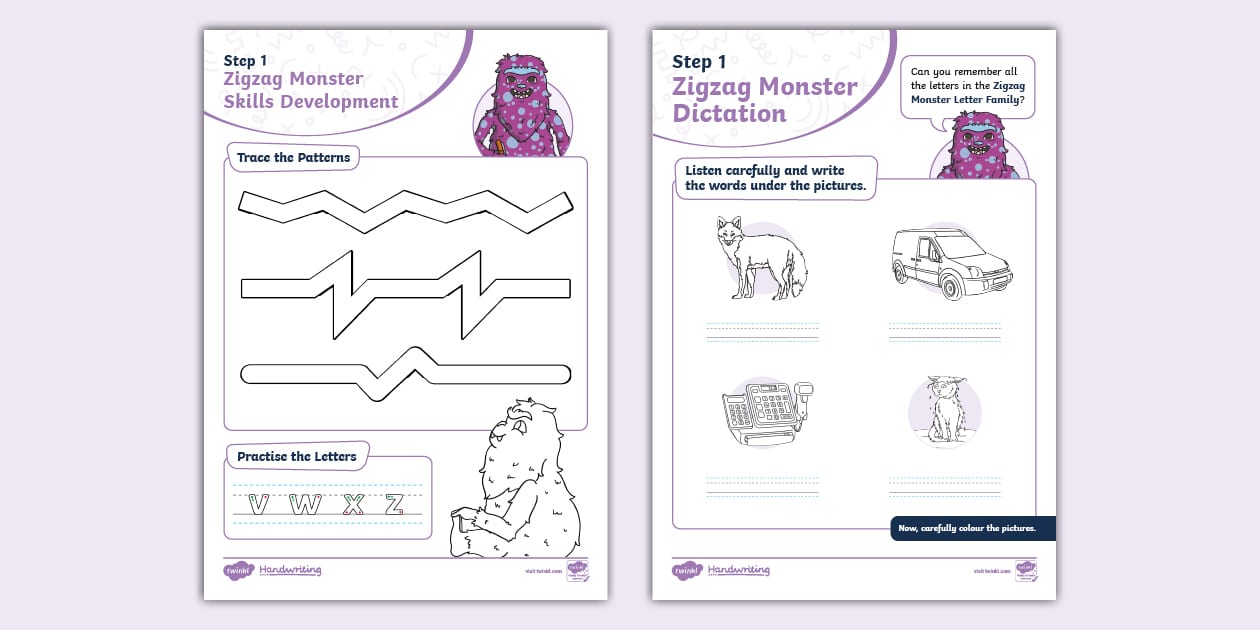 Step 1 Zigzag Monster Skills Development and Dictation Pack