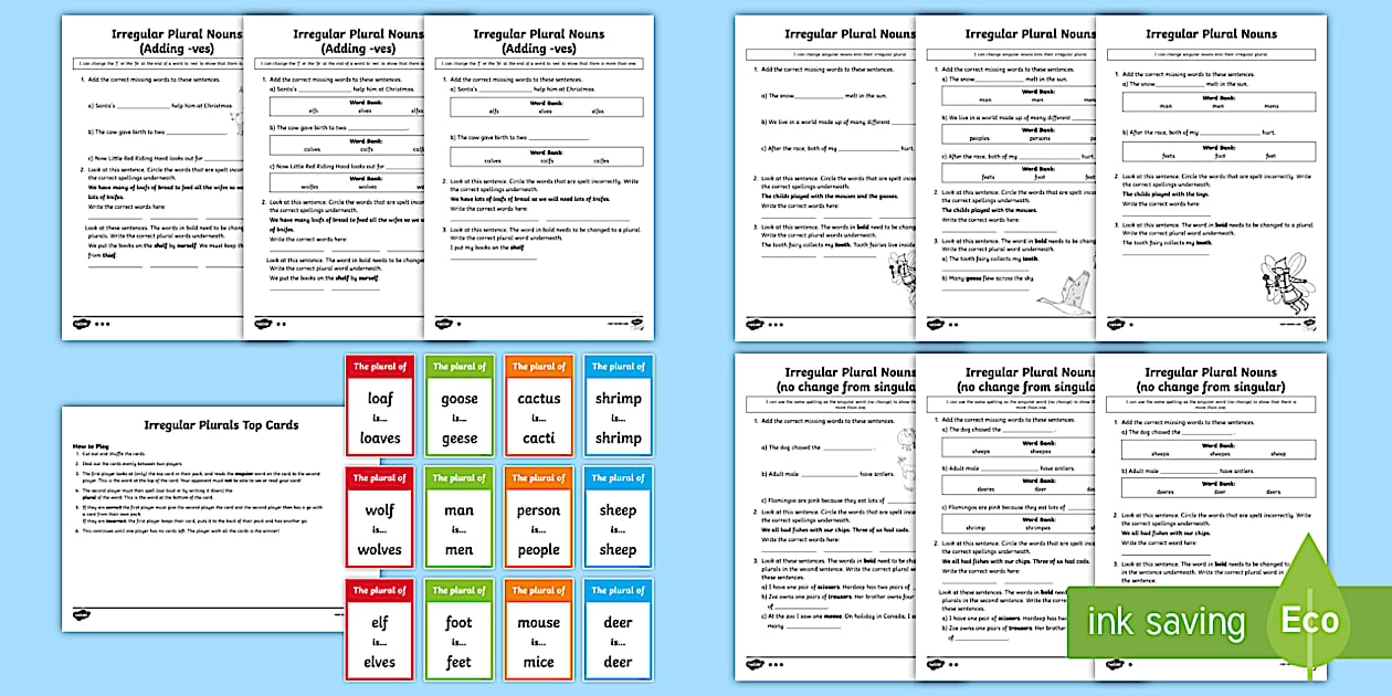 Irregular Plural Nouns Worksheet Pack - Twinkl Resources