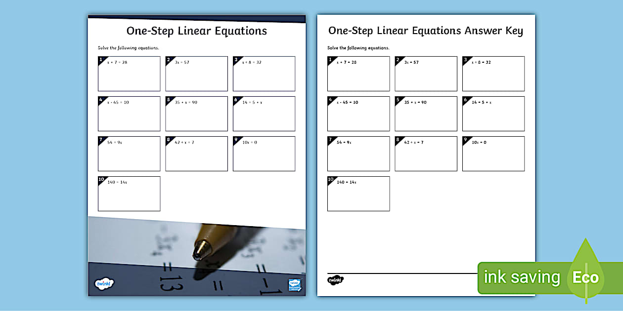 One-Step Equations Worksheet PDF | Math Resources - Twinkl