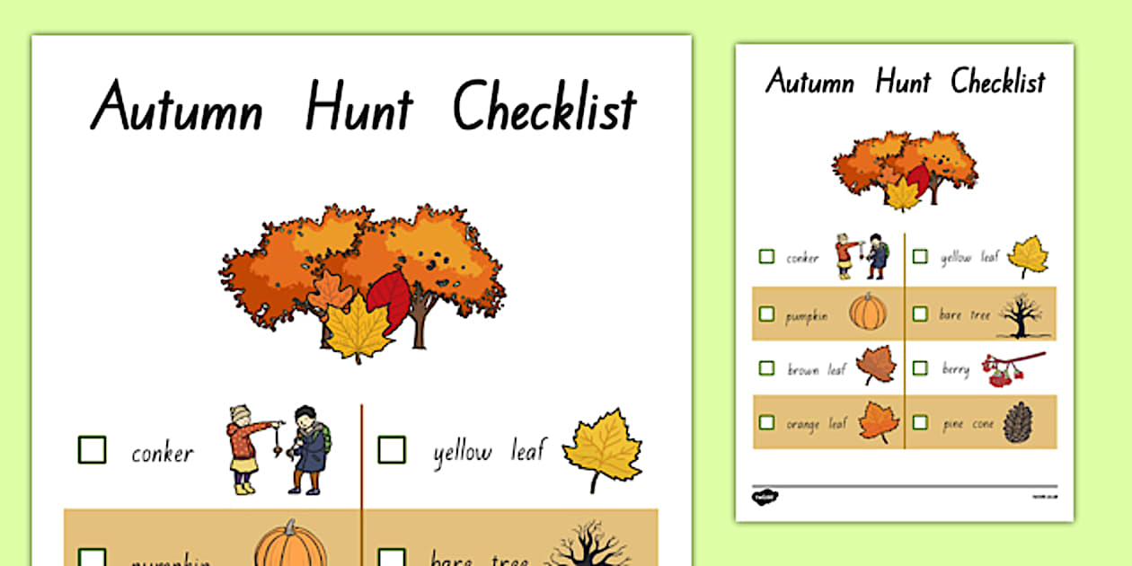 Editable Autumn Hunt Checklist (Lehrer gemacht) - Twinkl