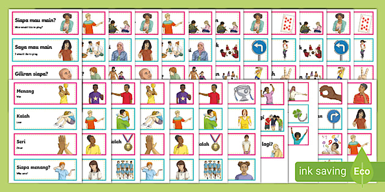 Playing Games Word Cards Pack Indonesian - Twinkl