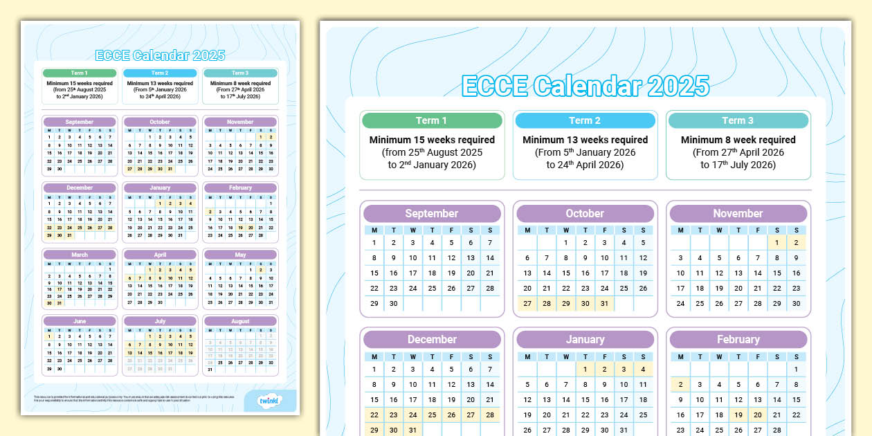 ECCE Calendar 2025-2026 - Academic Planner (teacher made)