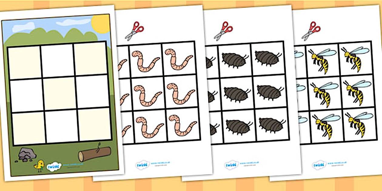 3 in a row Minibeasts Activity (teacher made) - Twinkl