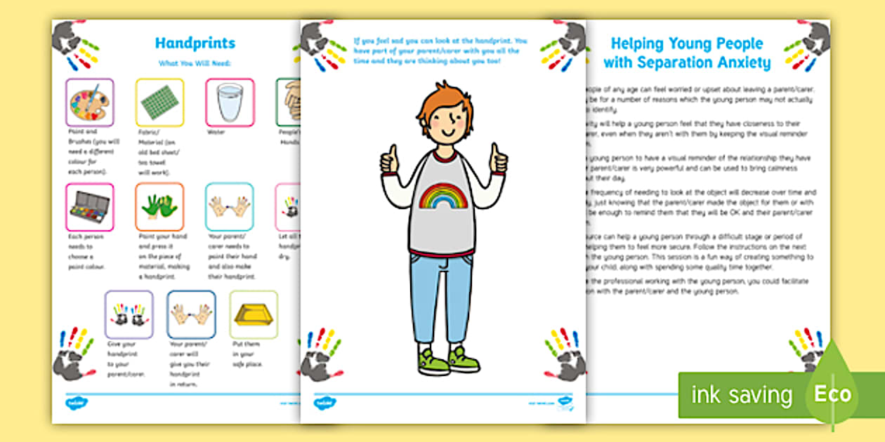 KS1 Separation Anxiety Worksheet - Helping Young People