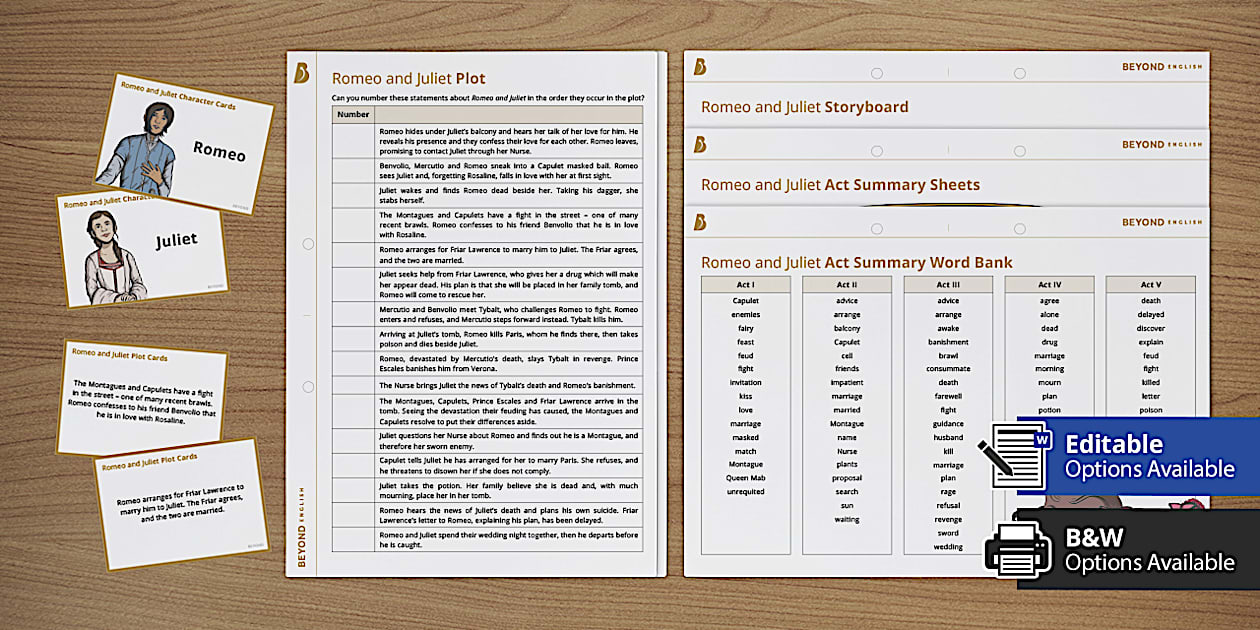 GCSE Romeo and Juliet Plot Activity Pack - Twinkl