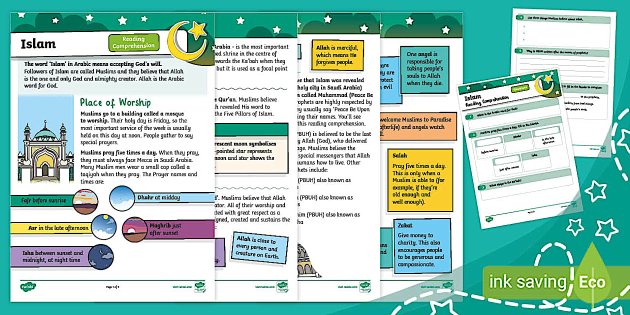 Islam Reading Comprehension (Ages 5 - 7) (teacher made)