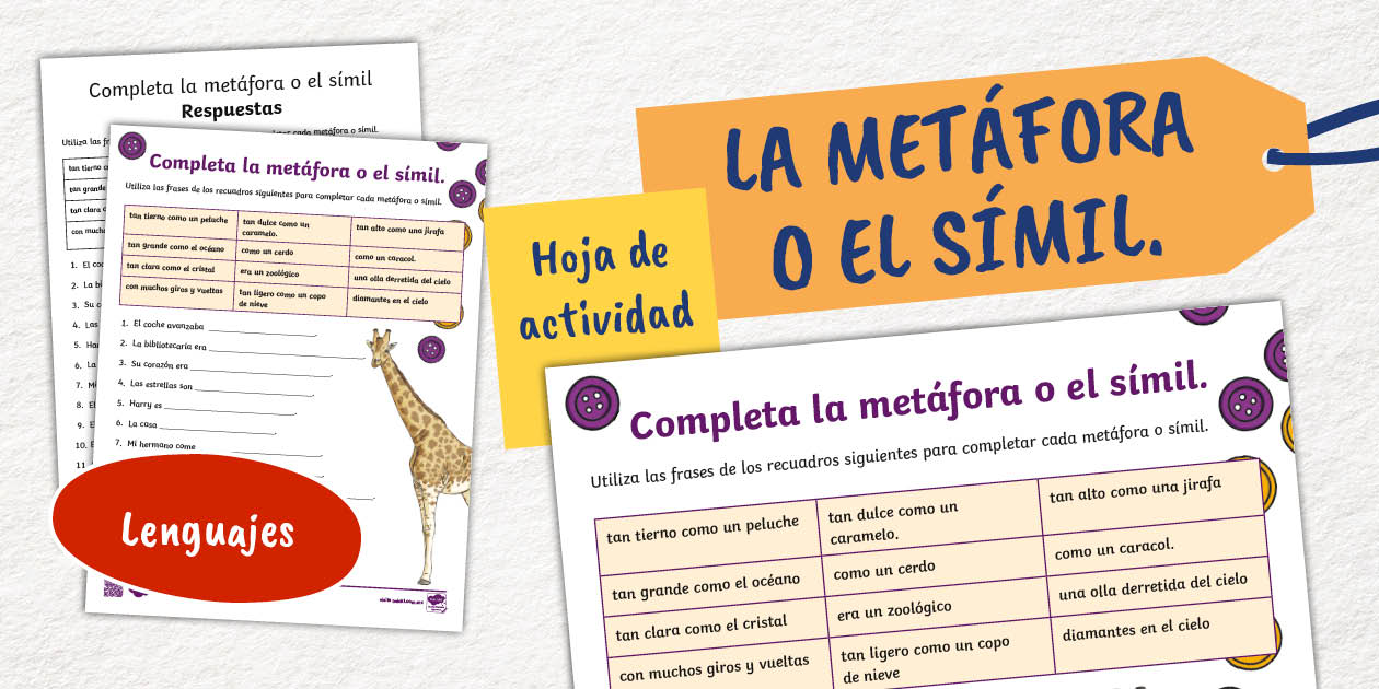 Hojas de actividad: Completa la metáfora o el símil