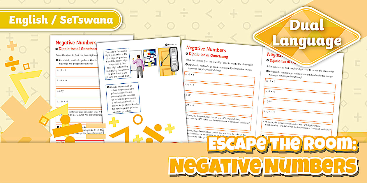 Grade 7 Maths - Term 1 - Escape the Room: Negative Numbers - Activity ...
