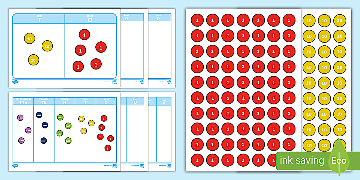 👉 Place Value Chart Pack (teacher made) - Twinkl