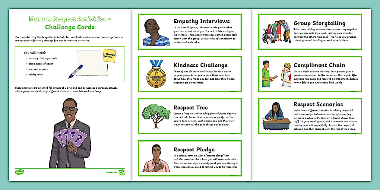 Mutual Respect Activities - Challenge Cards - Twinkl
