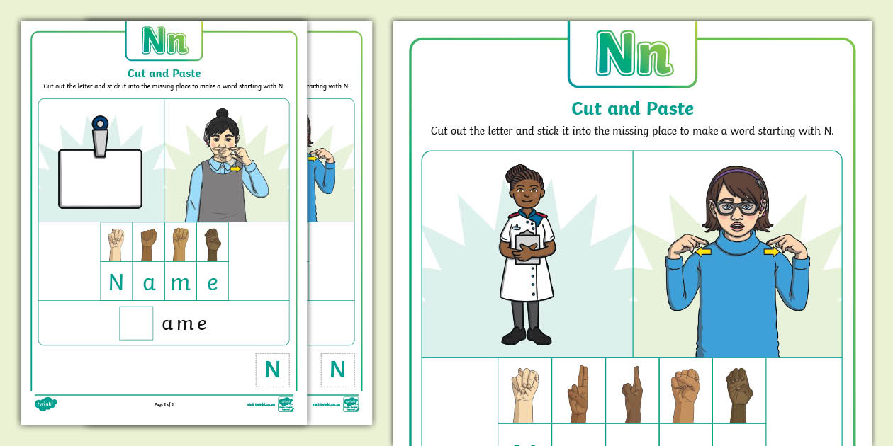 Letter N Handwriting Worksheet with SASL - Twinkl