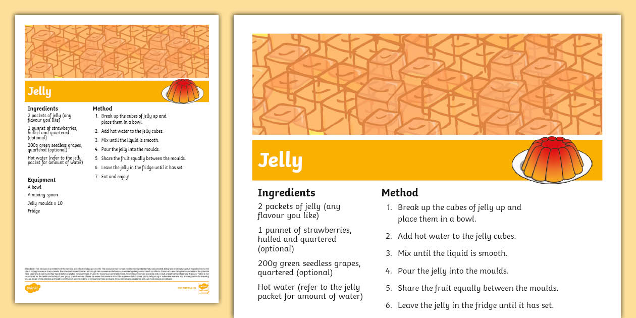 Jelly Recipe (teacher made) - Twinkl