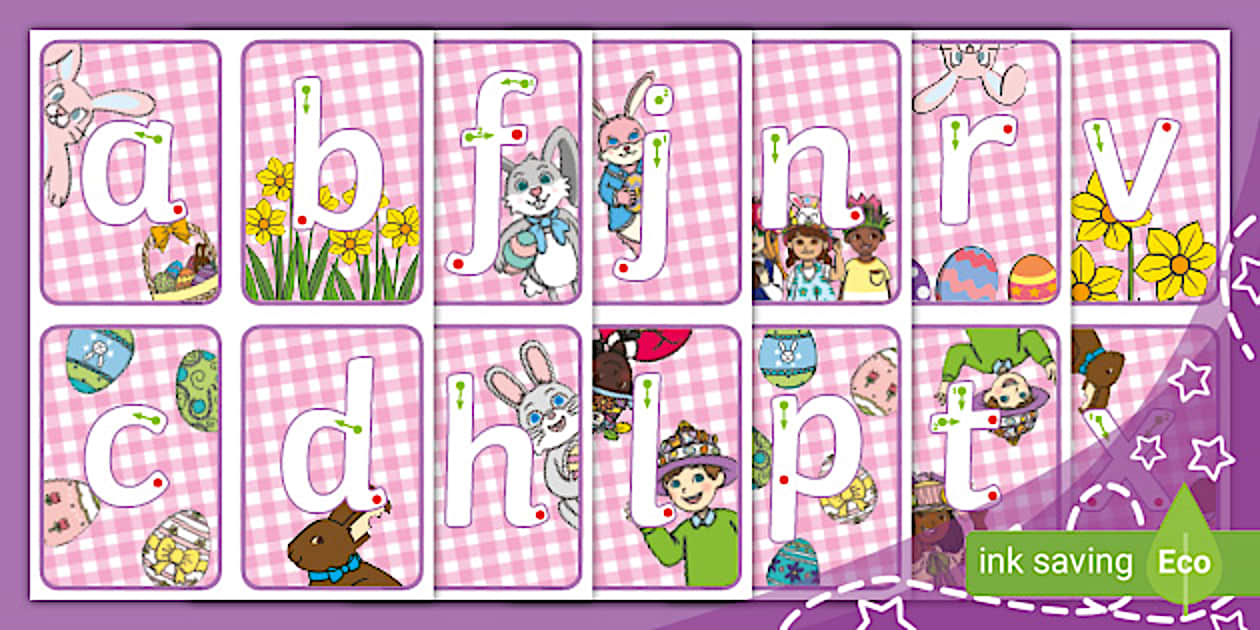 Easter-Themed A to Z Letter Formation Tracing Cards - Twinkl