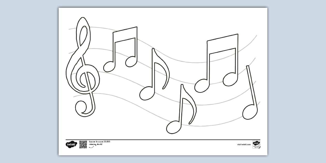 Piece of Paper with Musical Notes Colouring Sheet - Twinkl