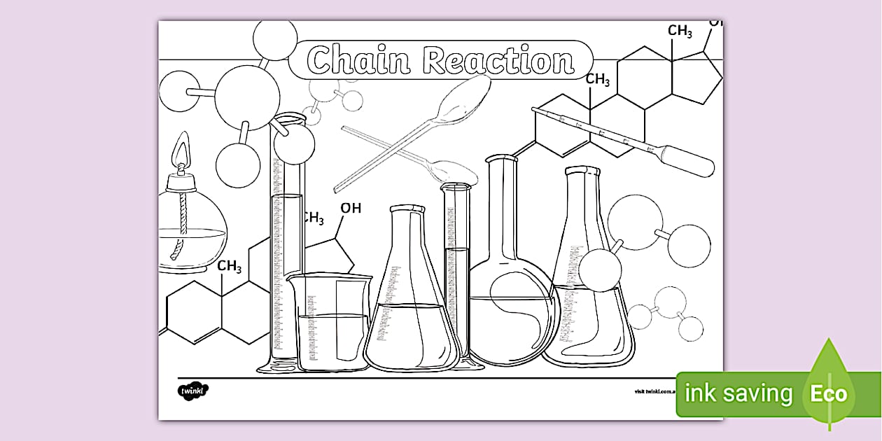 STEM IU Yr 3 Chain Reaction Title Colouring Page - Twinkl