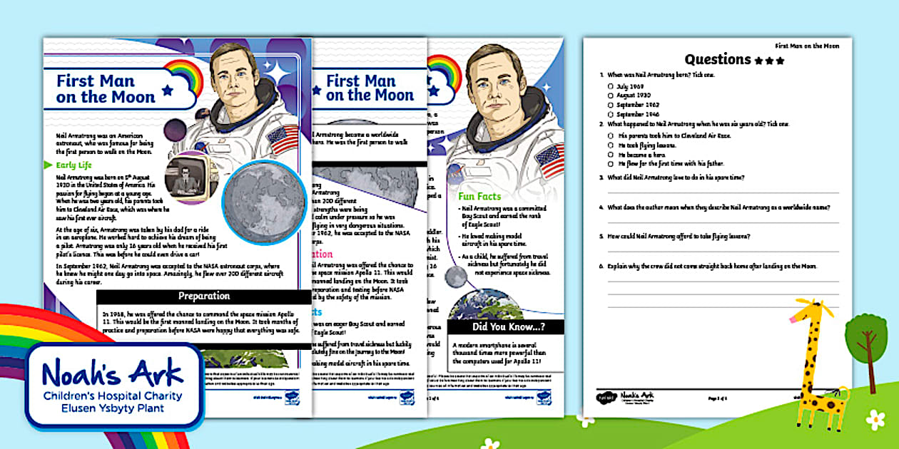 FREE! - Neil Armstrong Differentiated Reading Comprehension Activity
