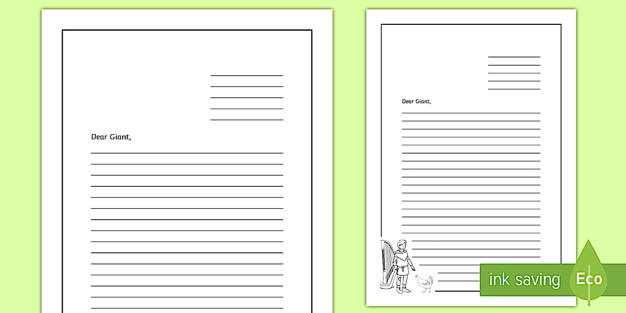 Jack and Beanstalk Letter to the Giant From Jack Writing Frame