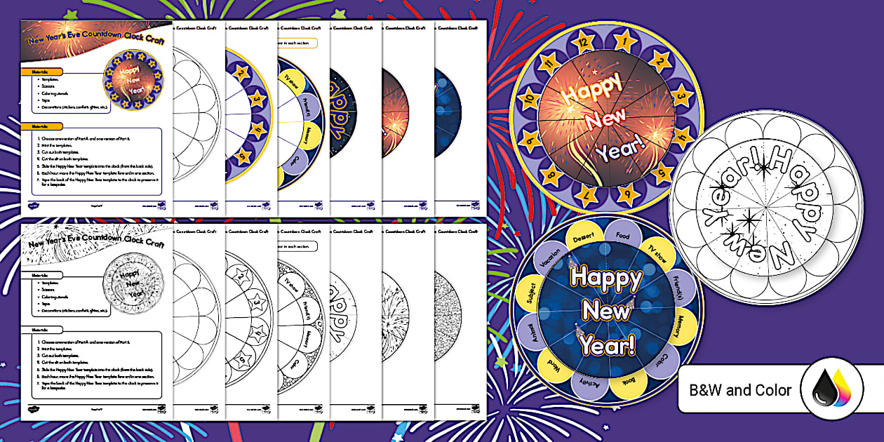 New Year’s Eve Countdown Clock Craft (teacher made)