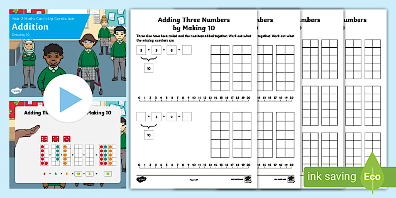 👉 Y2 Maths Catch-Up Curriculum: Addition – Crossing 10 Pack