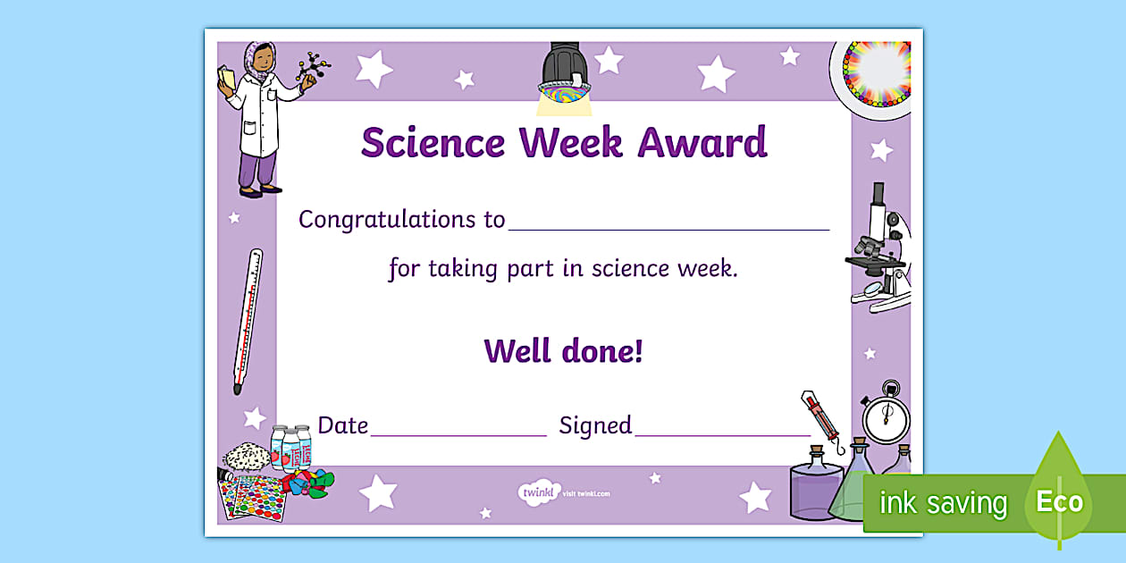 Science Week Certificates | Twinkl Teaching Resources