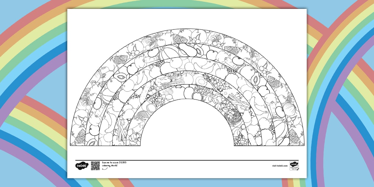 Fruit and Veg Rainbow Colouring Sheet - Twinkl Healthy Eating