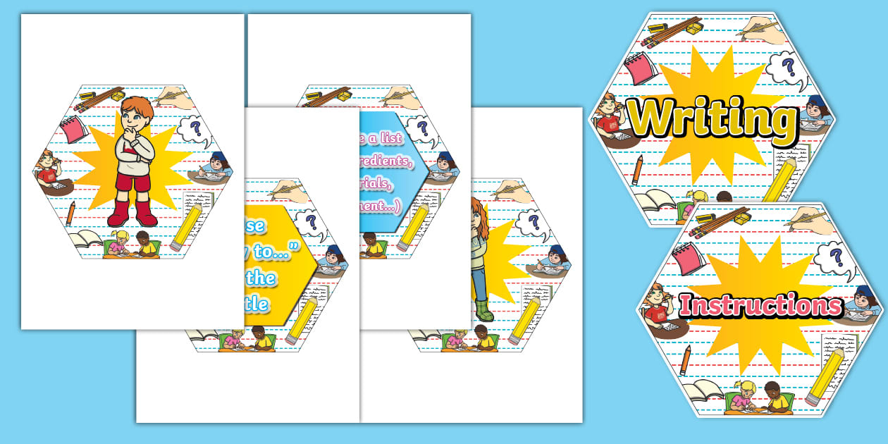 Instruction Writing Hexagon Display Shapes (teacher made)