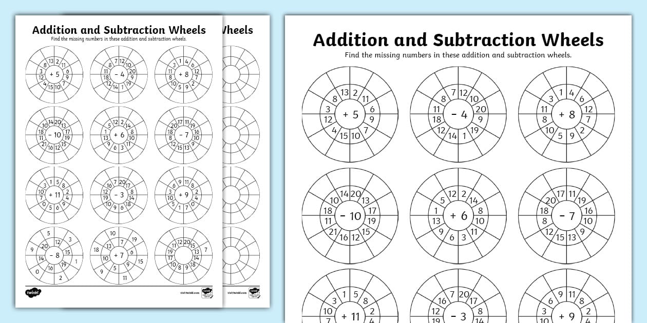 Fill in the Blanks Addition and Subtraction Worksheet