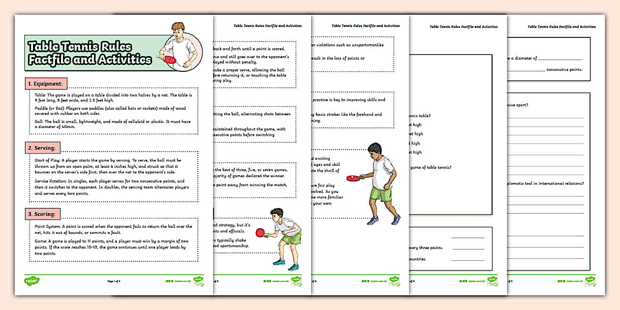 Summer Games - Table Tennis Rules and Reading Comprehension