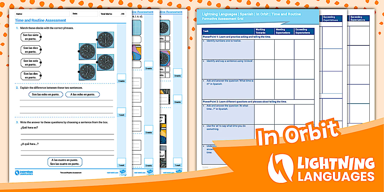 👉 Spanish Time and Routine Assessment Pack