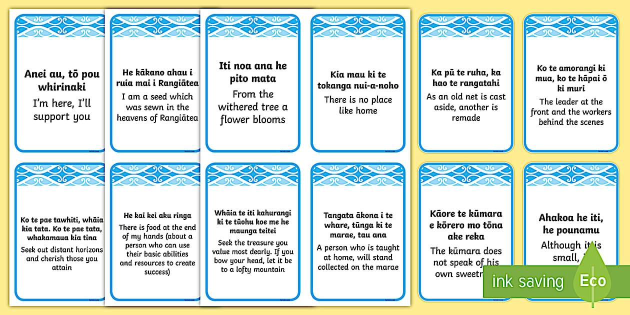 Māori Whakataukī Flashcards - Te Reo/English