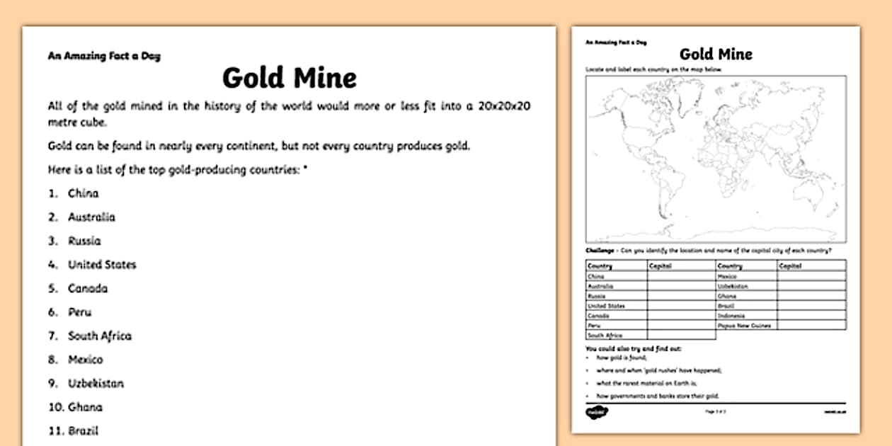 Gold Mine Worksheet / Worksheet