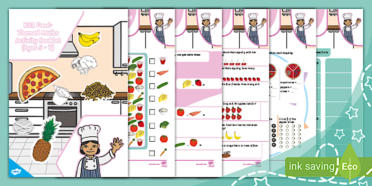 KS1 Food-Themed Maths Activity Booklet (Ages 5 - 7) - Twinkl