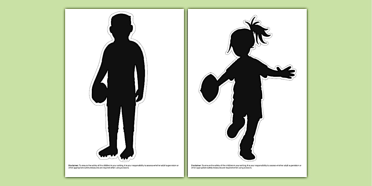 Rugby Player Silhouette Cut-Out (teacher made) - Twinkl