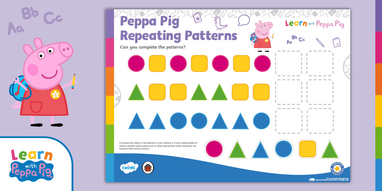 Peppa Pig: Repeating Patterns Worksheet | Twinkl