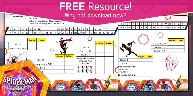 FREE Spider-Man™: Math Code Breaker Activity for K-2nd Grade