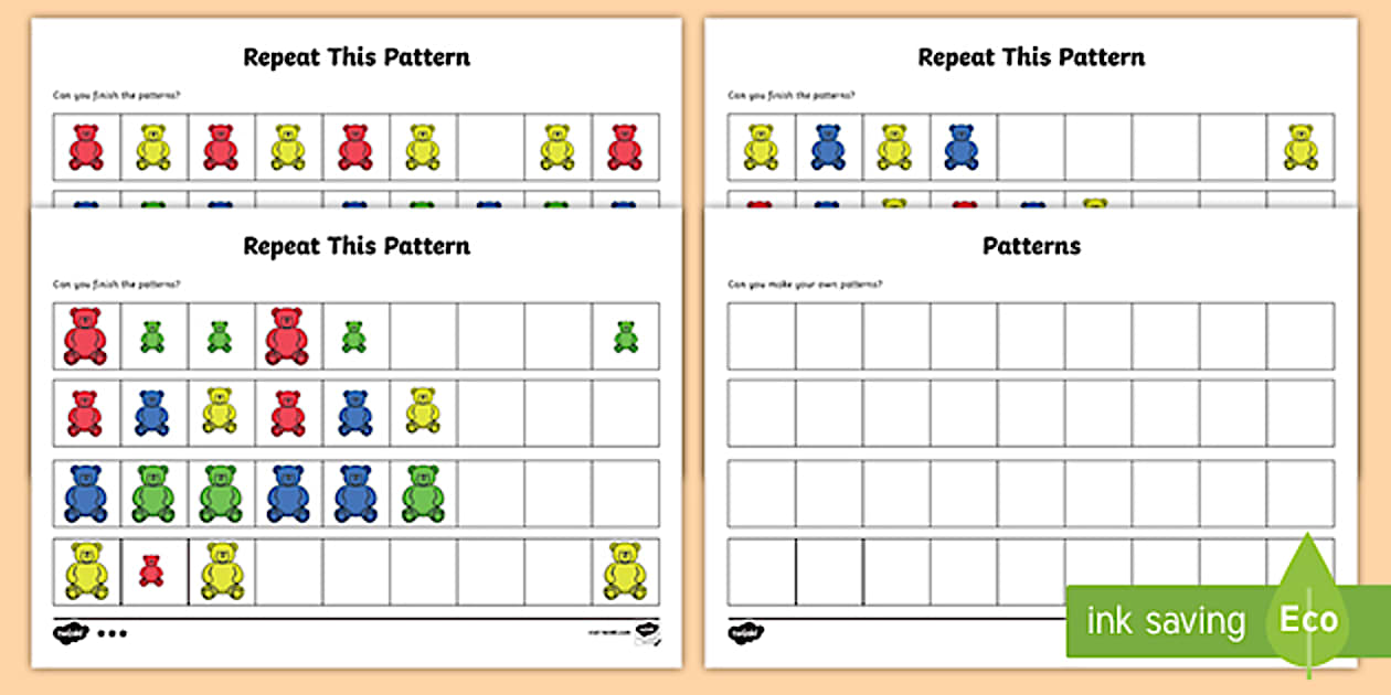 Compare Bear Pattern Cards (teacher made) - Twinkl