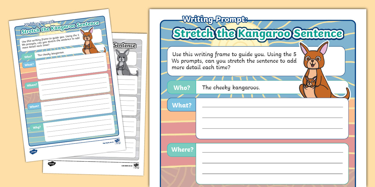 Writing Prompt: Stretch the Kangaroo Sentence - Twinkl